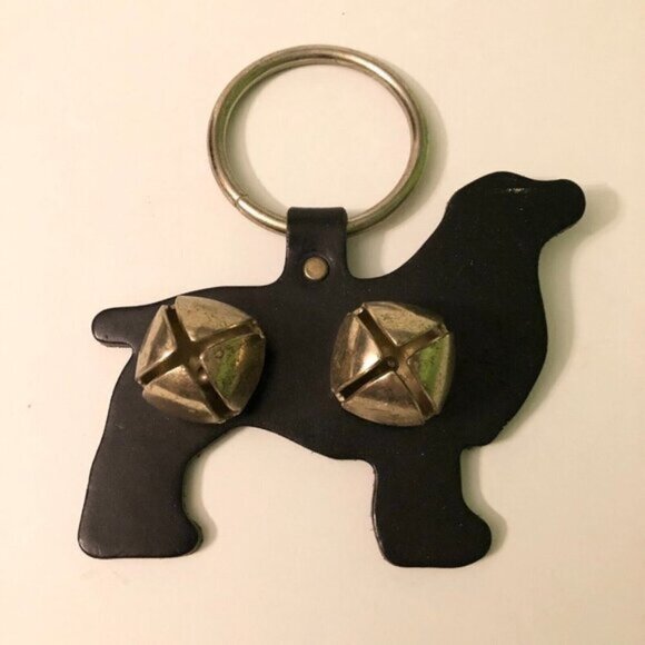 None | Other | Leather Black Lab Door Knob Bell Hanger Dog Figure Bell ...